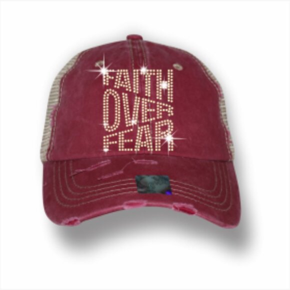 Accessories | Faith Over Fear Pink Bling Cap Trucker | Poshmark